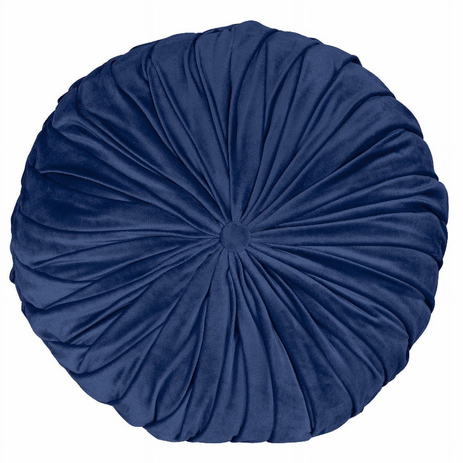 Stratton Home Decor Round Tufted Velvet Blue Pillow - Walmart.com