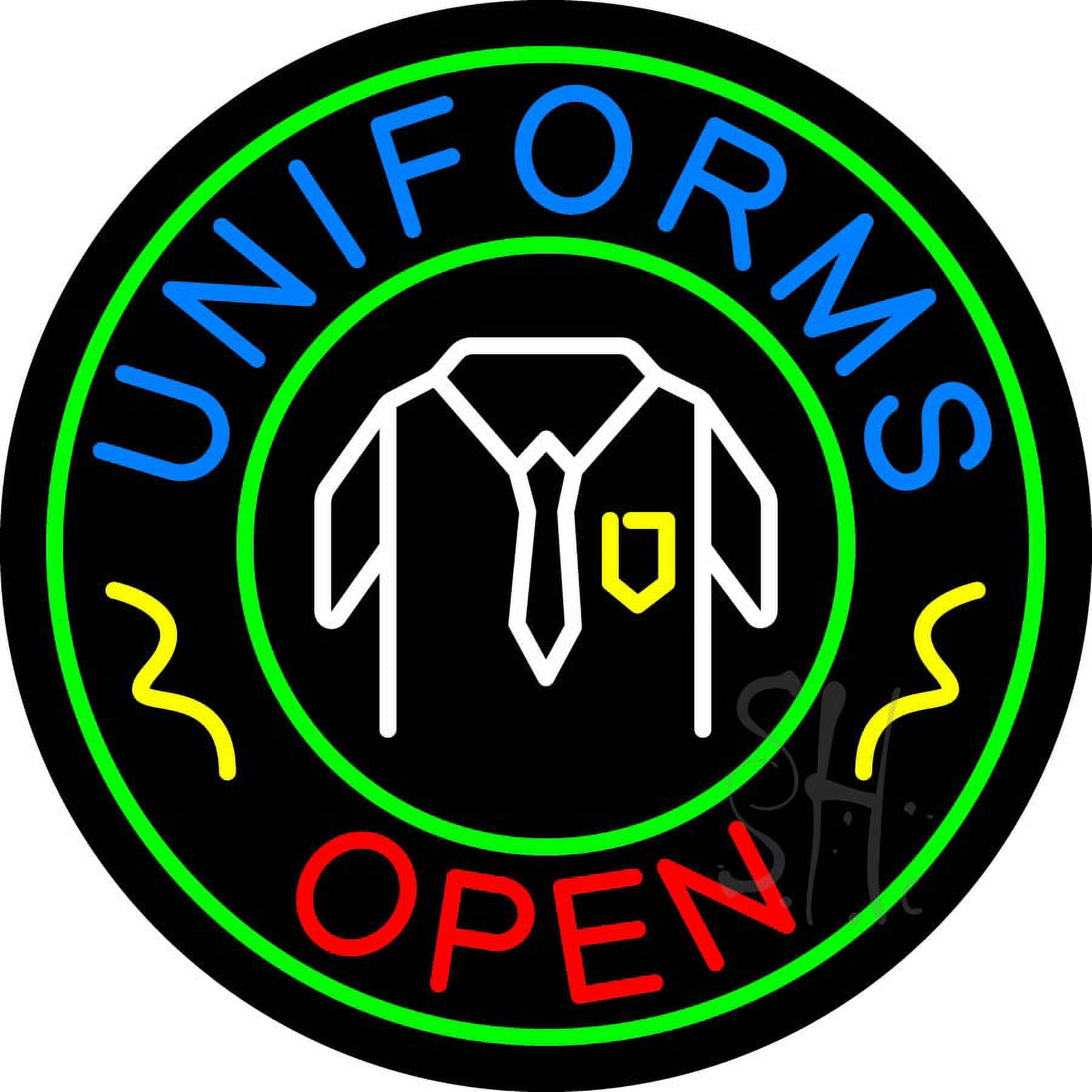 Round Uniforms Open Logo LED Neon Sign 26" Tall x 26" Wide - inches ...