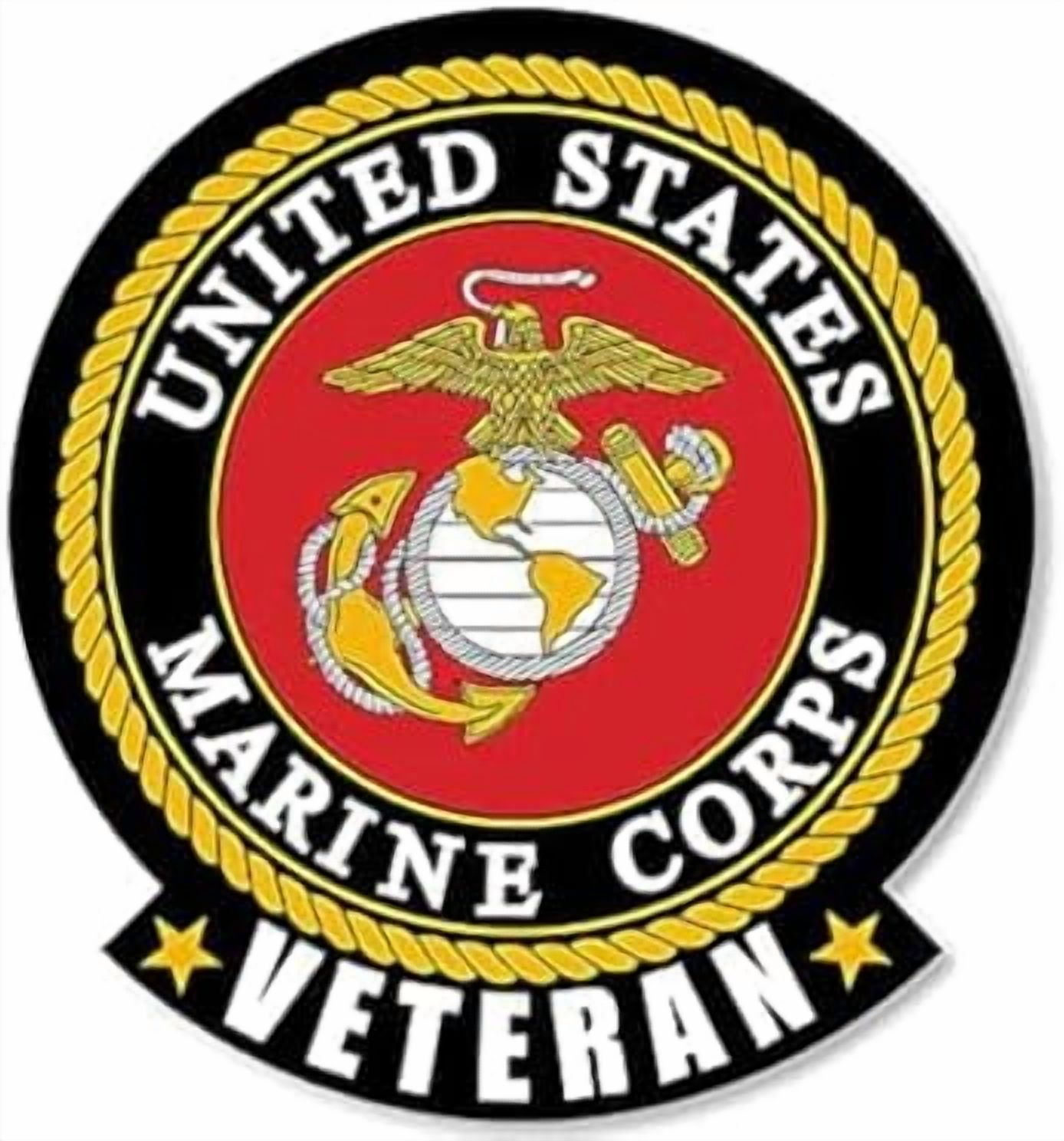 Round United States Marine Corps with Veteran Tab Sticker (Vet Logo ...