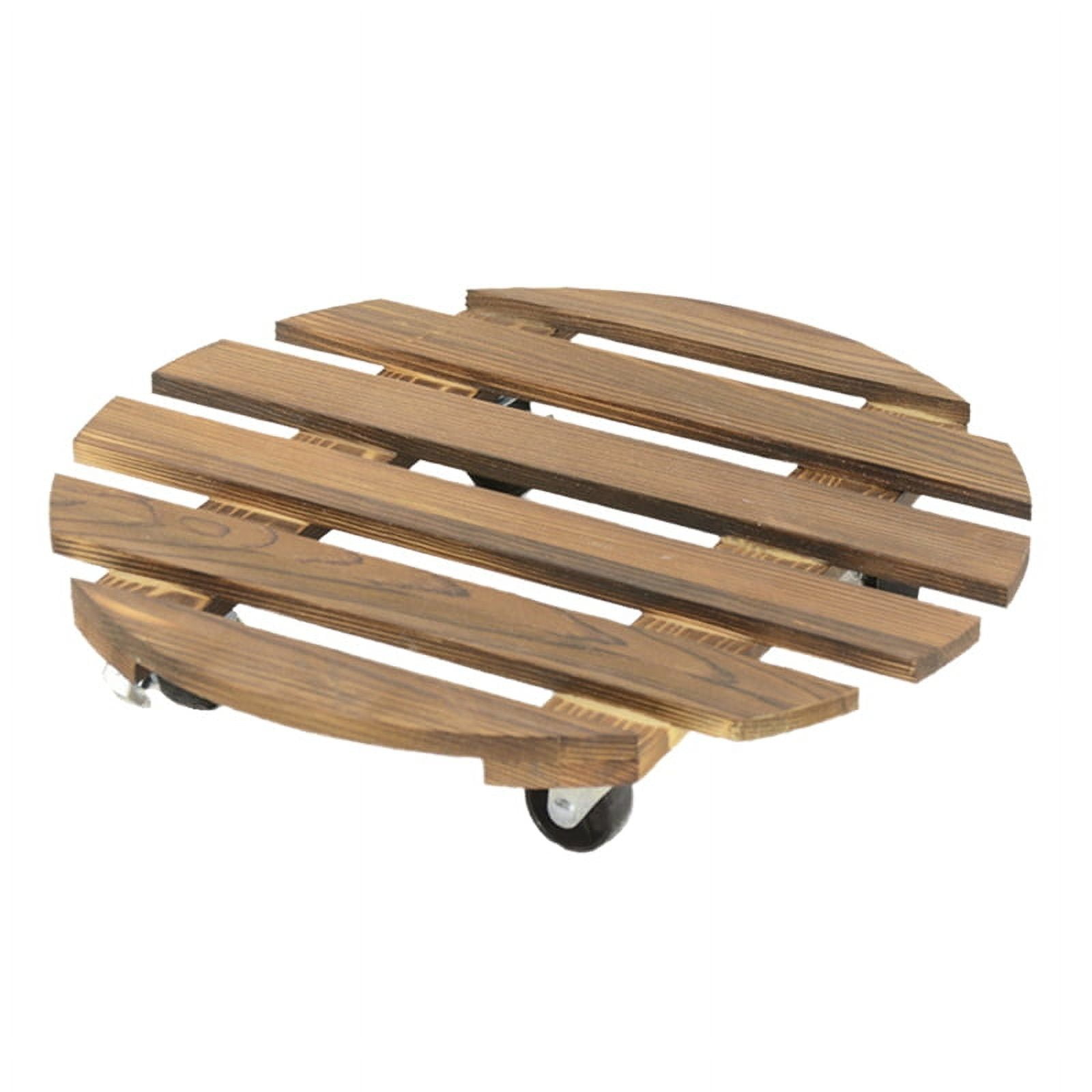 Round Universal Wheel Flower Pot Wooden Stand Flower Pot Base with ...