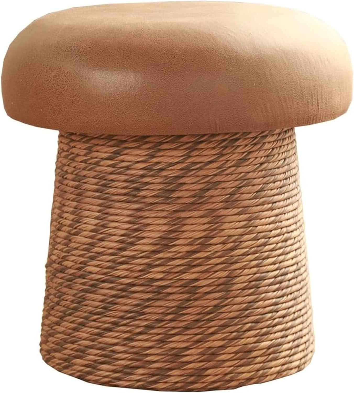 Round Upholstered Ottoman Foot Rest Stool, Shoe Changing Bench Entryway ...