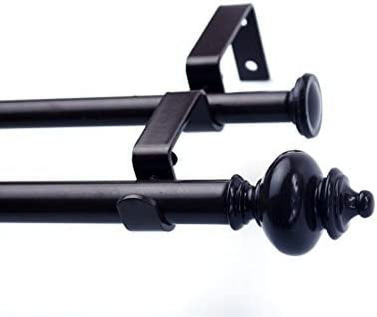 Round Urn Adjustable Double Drapery Curtain Rod Set, 5/8", 28-48 ...