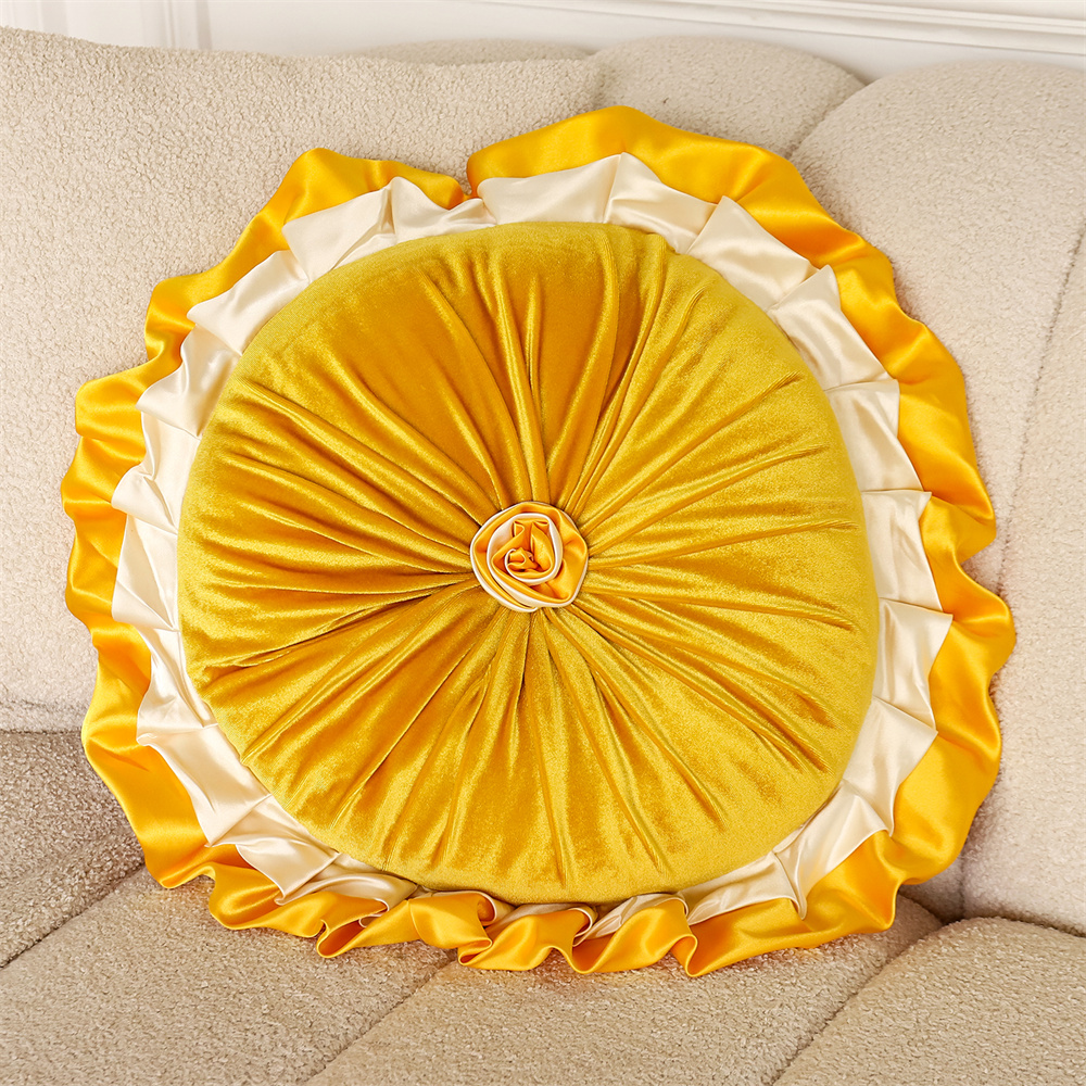 Round Velvet Pillow Pleated Pumpkin Pillow Handmade Decorative Throw ...