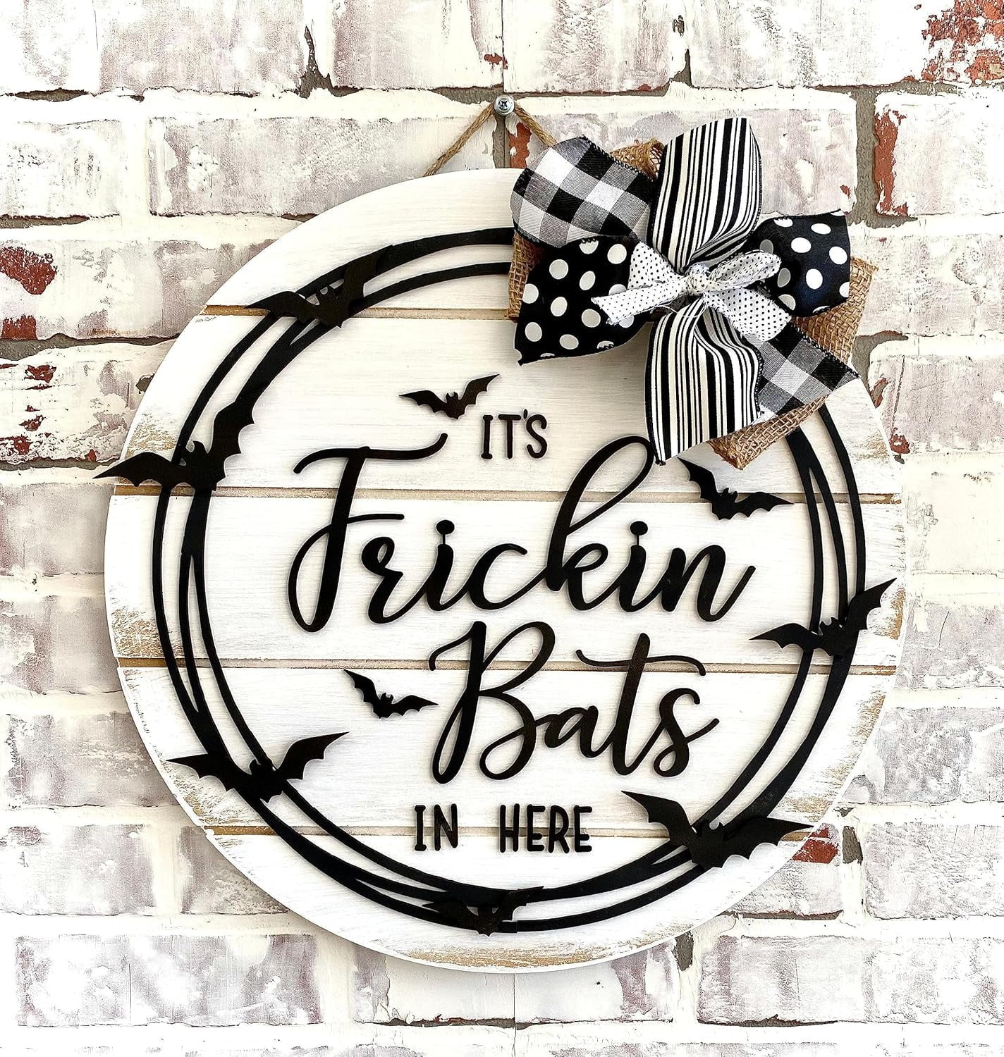 Round Vintage wooden sign Farmhouse Shiplap Doorhanger - Hello ...