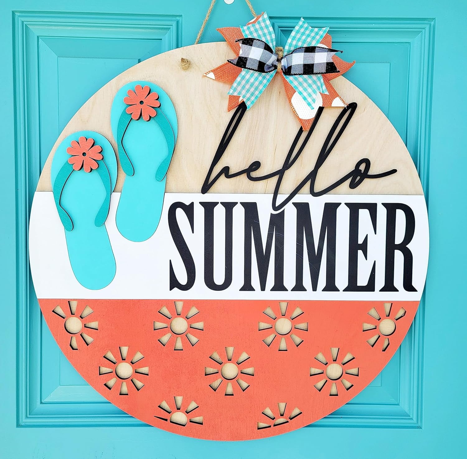Round Vintage wooden sign Hello Summer Flip Flop Door Hanger | Shopbop ...
