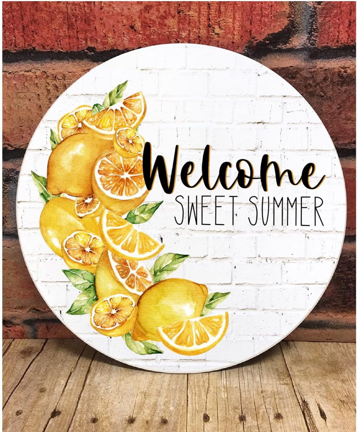 Round Vintage wooden sign Lemon Round Door Hanger, Sublimation Door ...