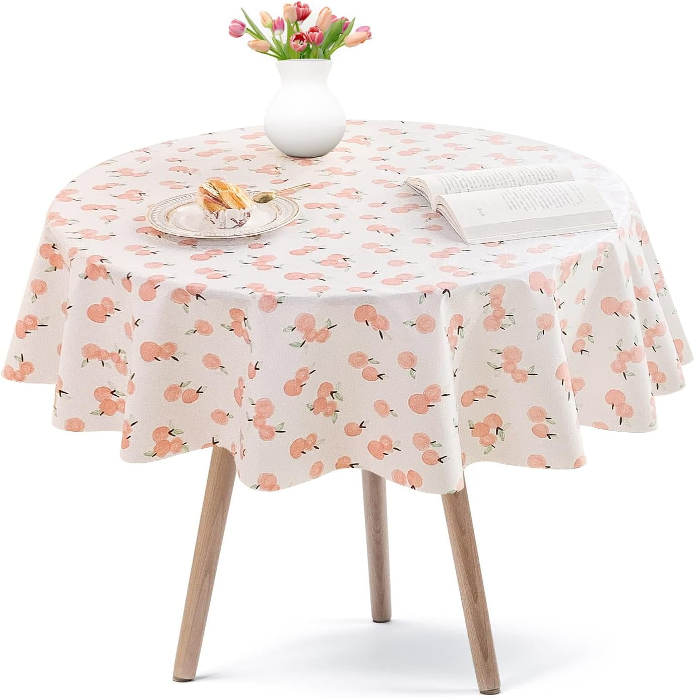 Round Vinyl Green Checkered Table Cloth Covers, Plastic Waterproof ...