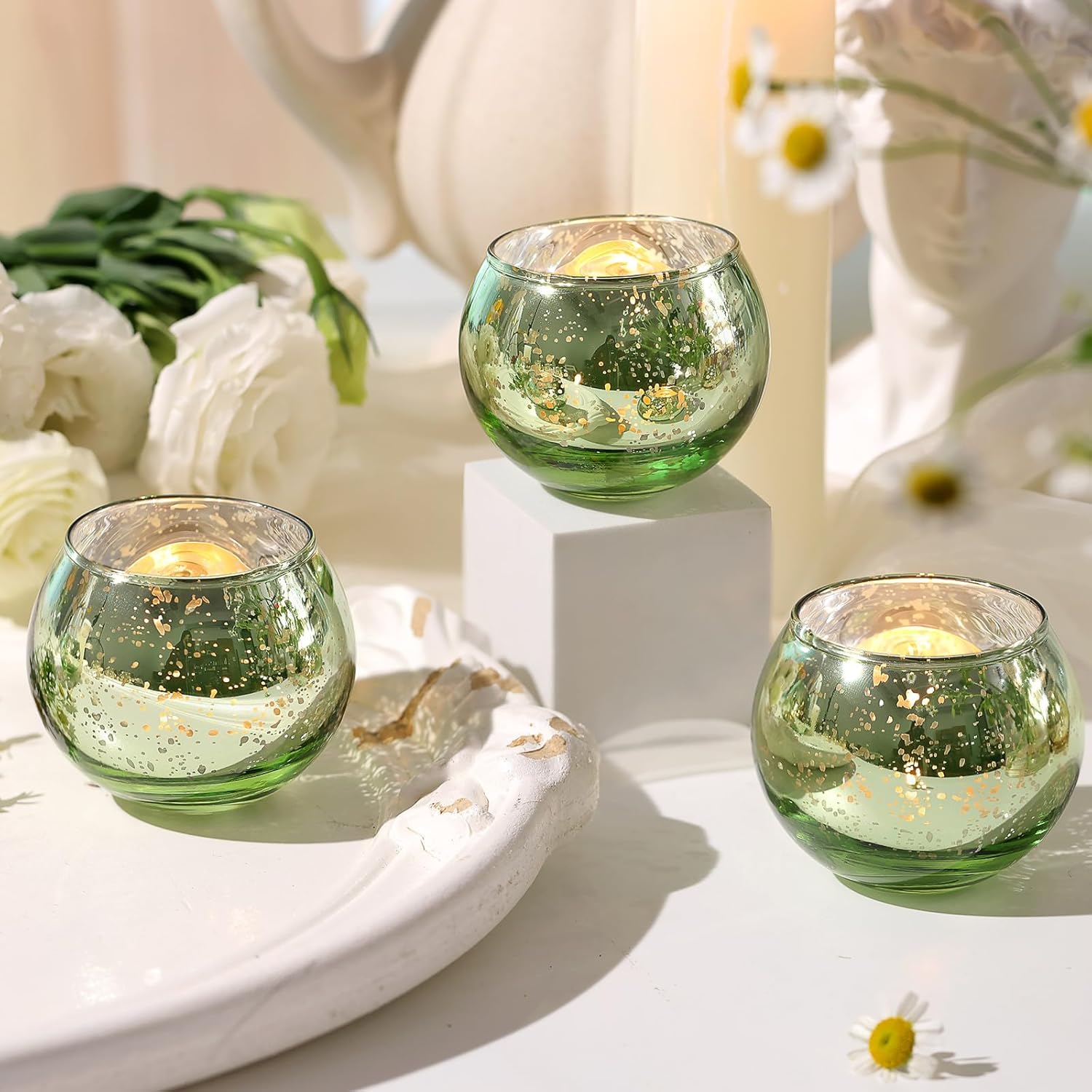 Round Votive Candle Holders Set of 12, Wedding Centerpiece Table ...