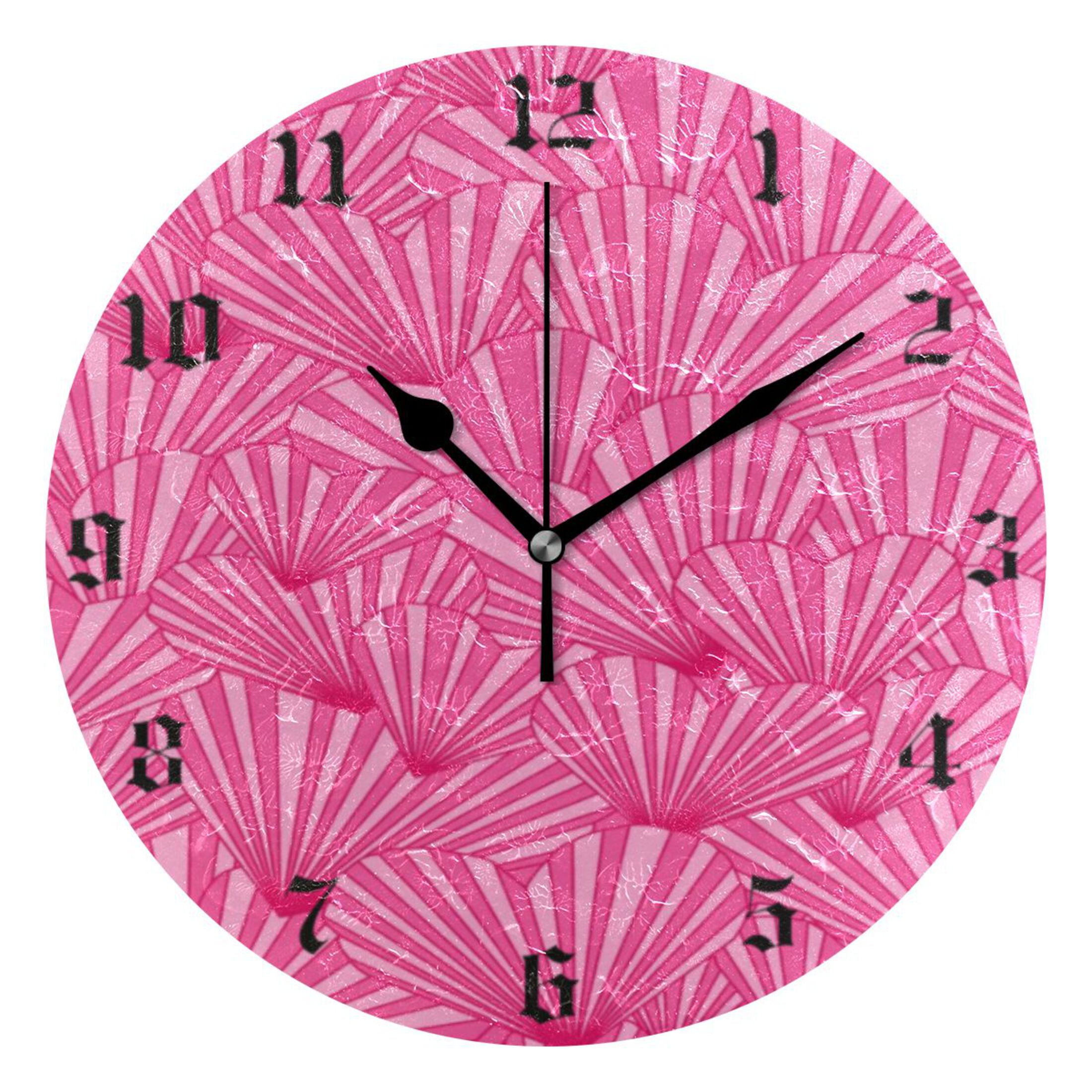 Round Wall Clock Battery Operated Silent Non-Ticking Decorative ...