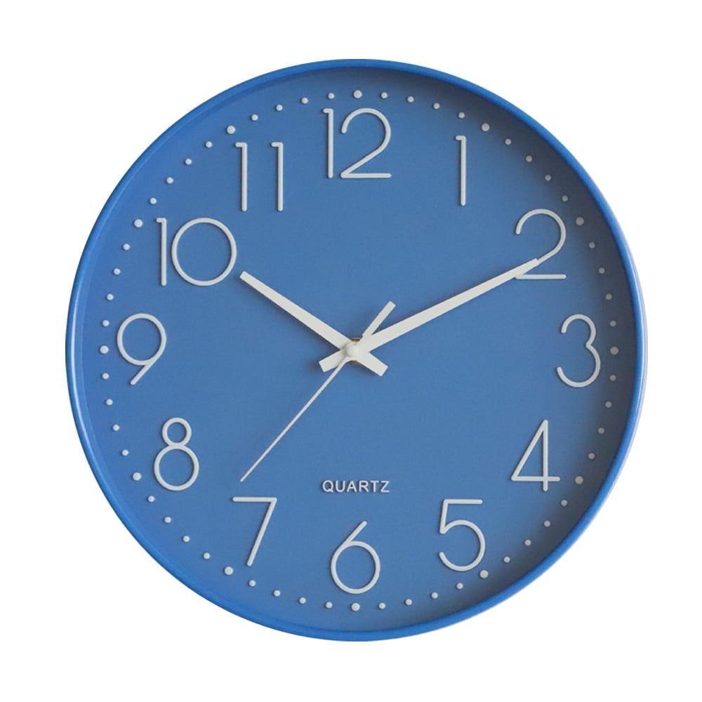 Round Wall Clock Battery Operated Silent Non-Ticking,Metal Pointer ...