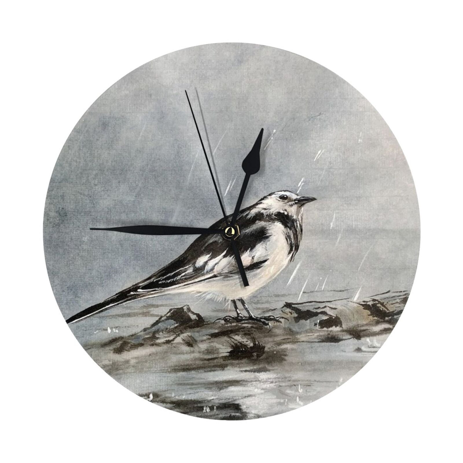 Round Wall Clock Birds Printed Decorative & Creative Dual-Purpose ...