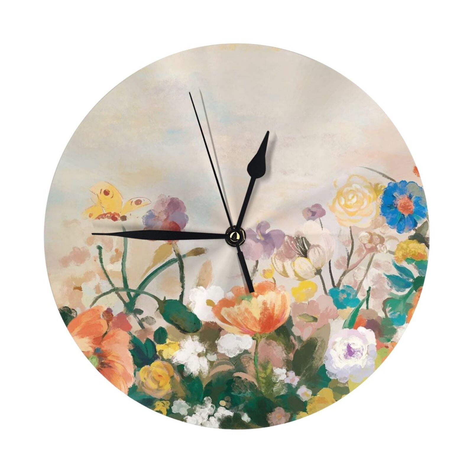 Round Wall Clock Blossom Garden Printed Decorative & Creative Dual ...
