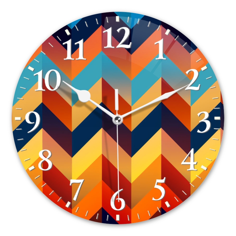 Round Wall Clock,Colorful Pattern Retro Color Palette With Orange And ...