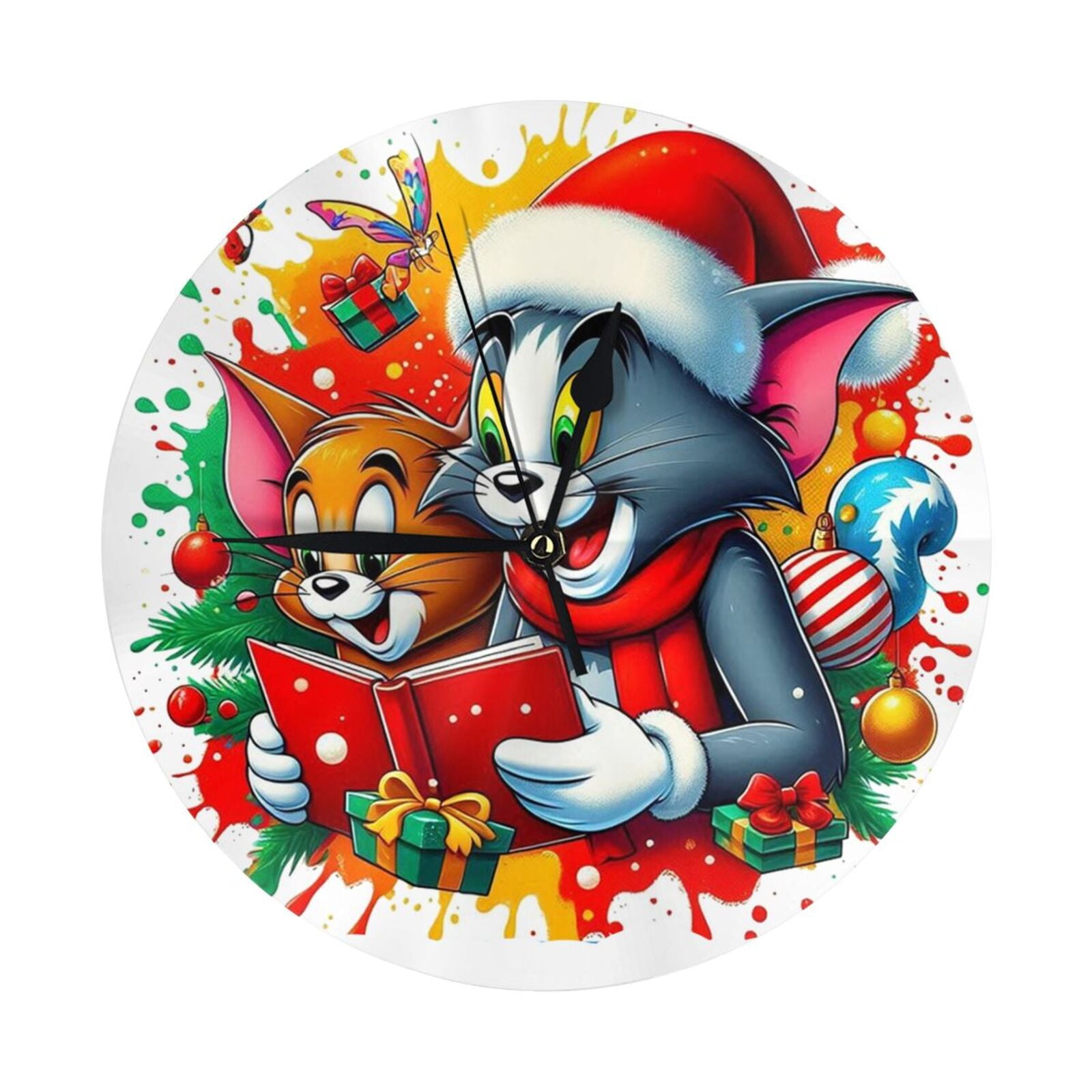 Round Wall Clock Cute Cartoon Tom And Jerry Decorative & Creative Dual ...