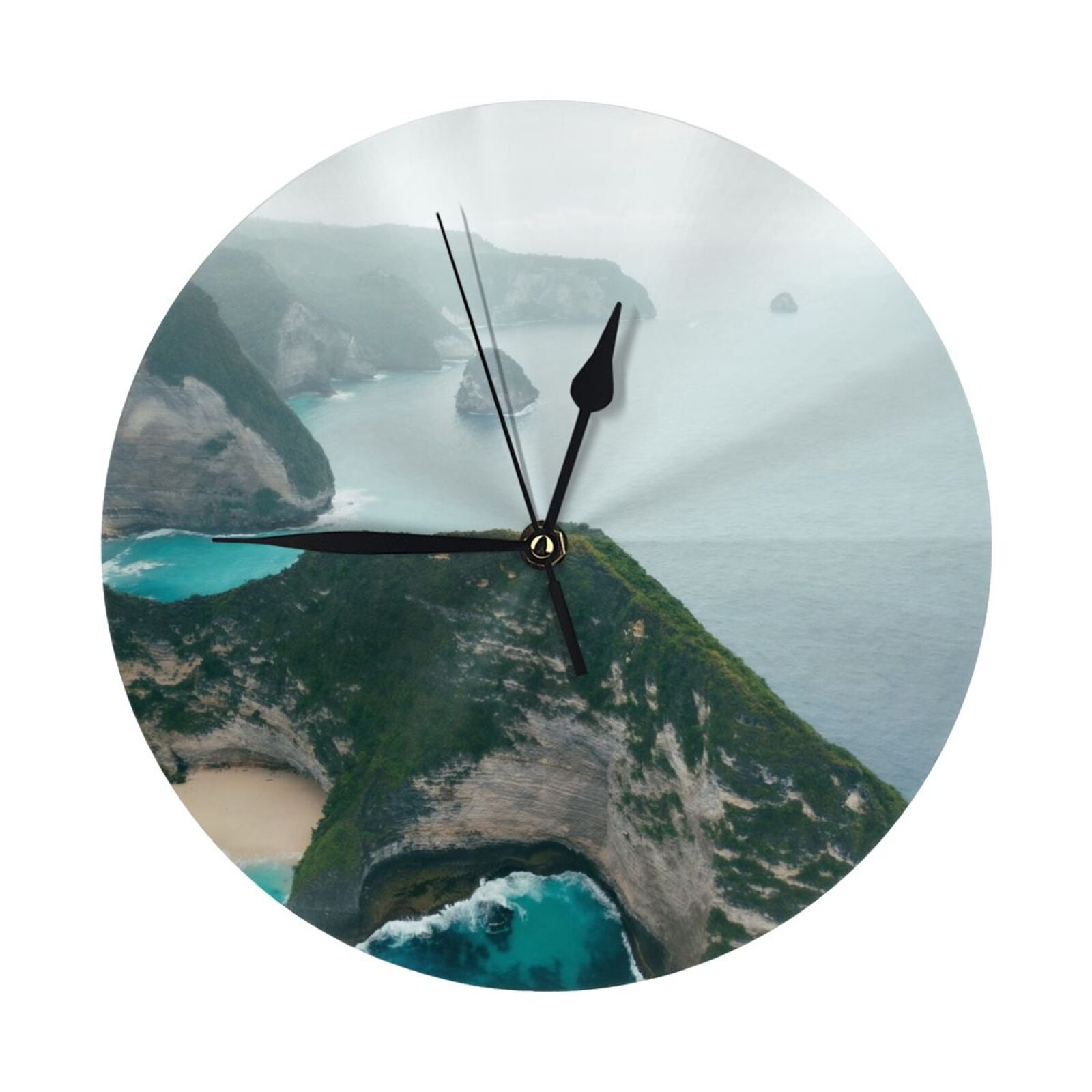 Round Wall Clock Island In The Middle Of The Ocean Printed Decorative ...