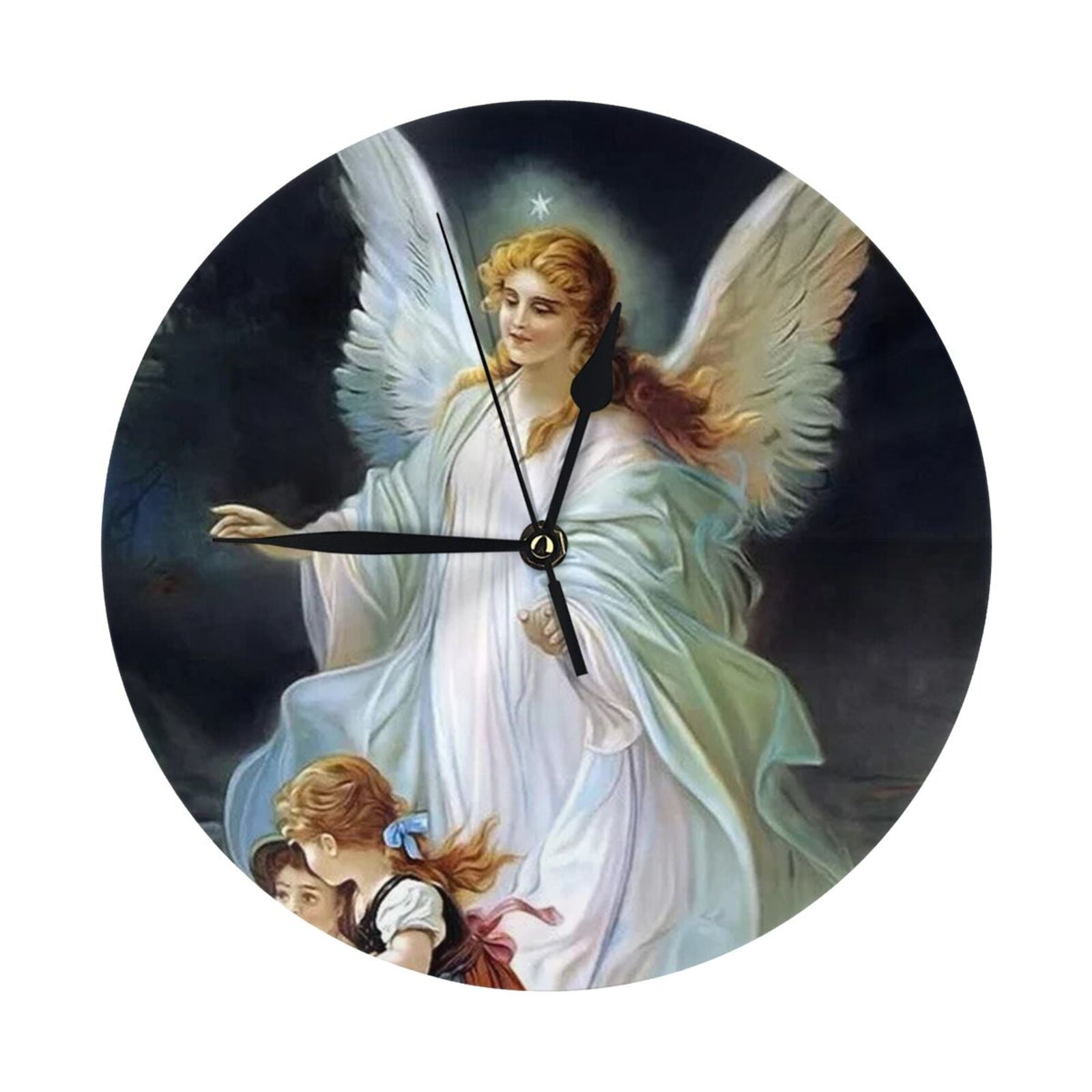 Round Wall Clock Jesus Christ Guardian Angel Printed Decorative ...