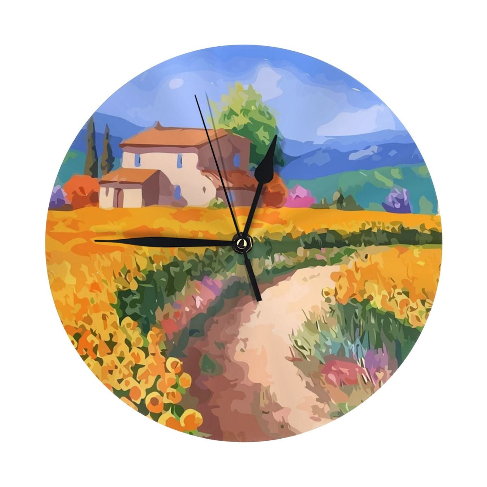 Round Wall Clock Landscape Printed Decorative & Creative Dual-Purpose ...