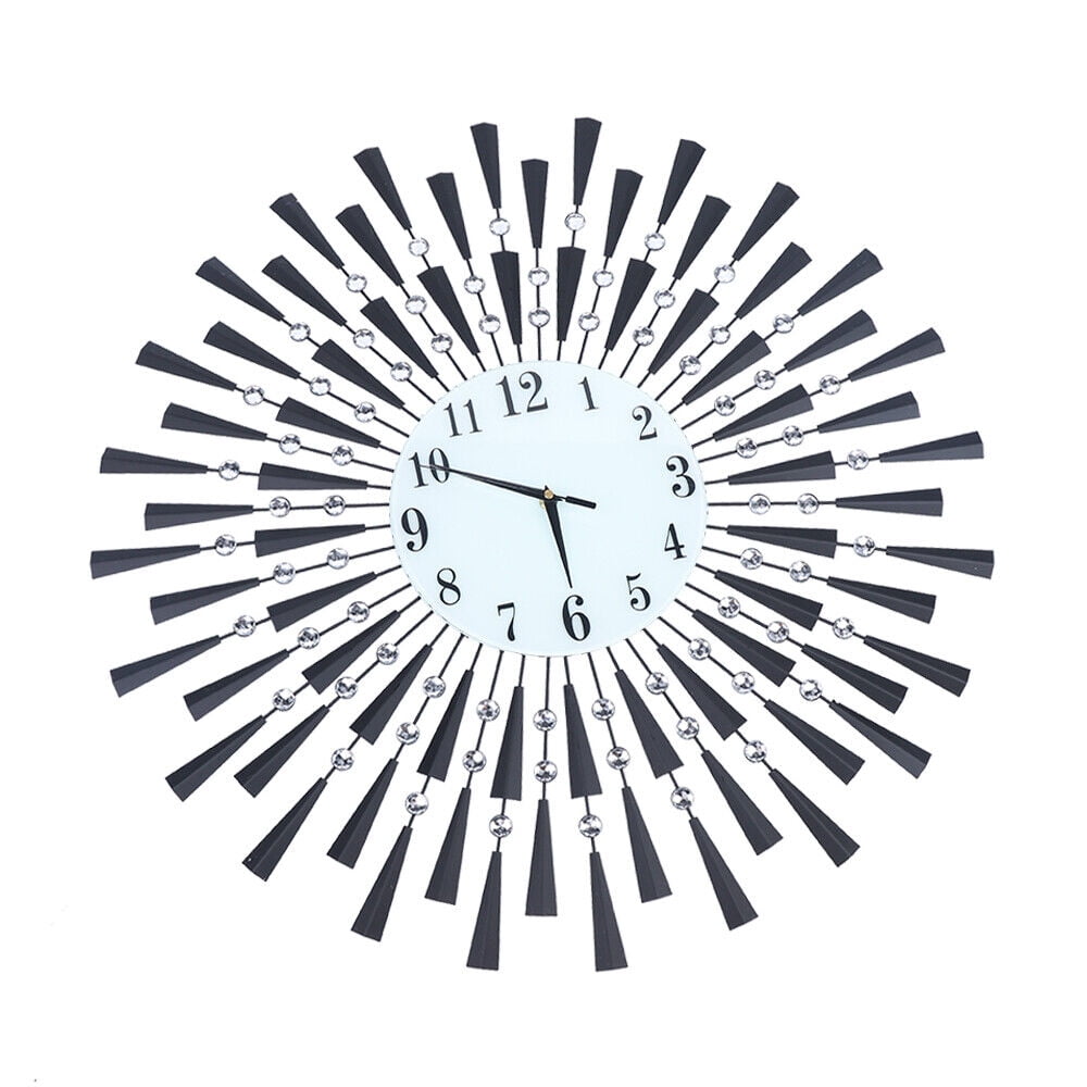 Round Wall Clock Metal Wall Watch for Room Office Decor Non-Ticking ...