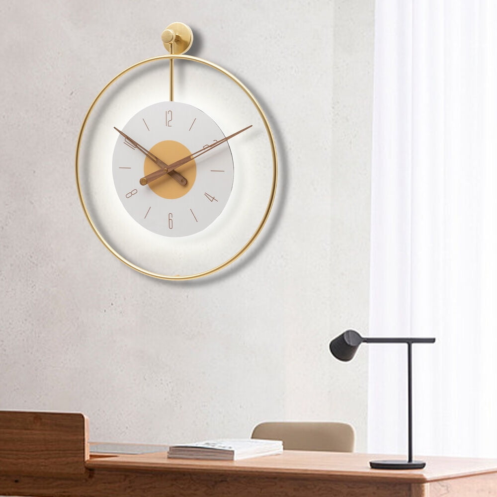 Round Wall Clock Modern Illuminated Hanging Clock Adjustable Brightness ...