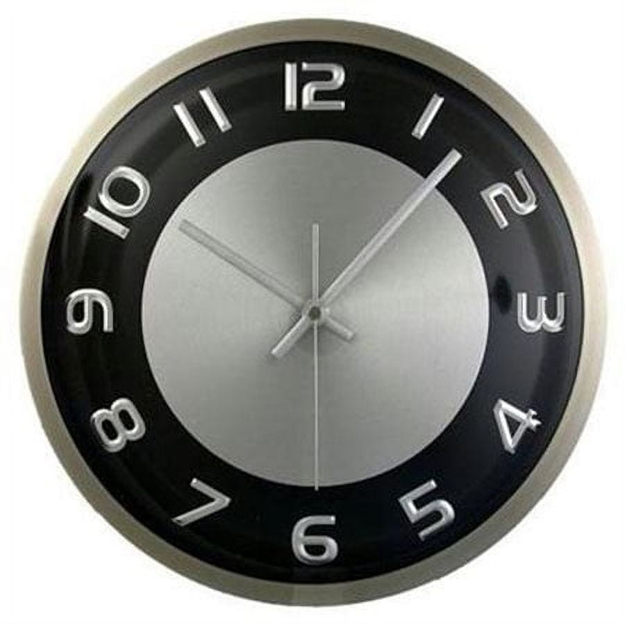 Round Wall Clock Silvertone Black - Walmart.com