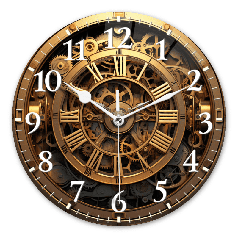 Round Wall Clock,Steampunk-Style Clock With Gears And Cogs,Silent Non ...