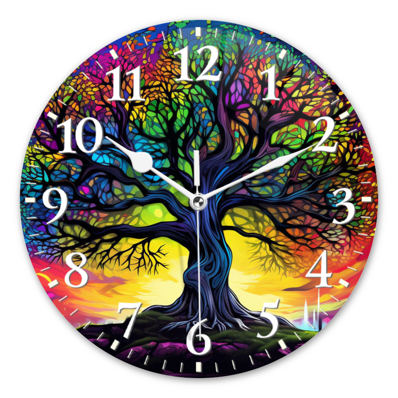 Round Wall Clock,Tree Each Branch Is Colored In The Colors Of The ...