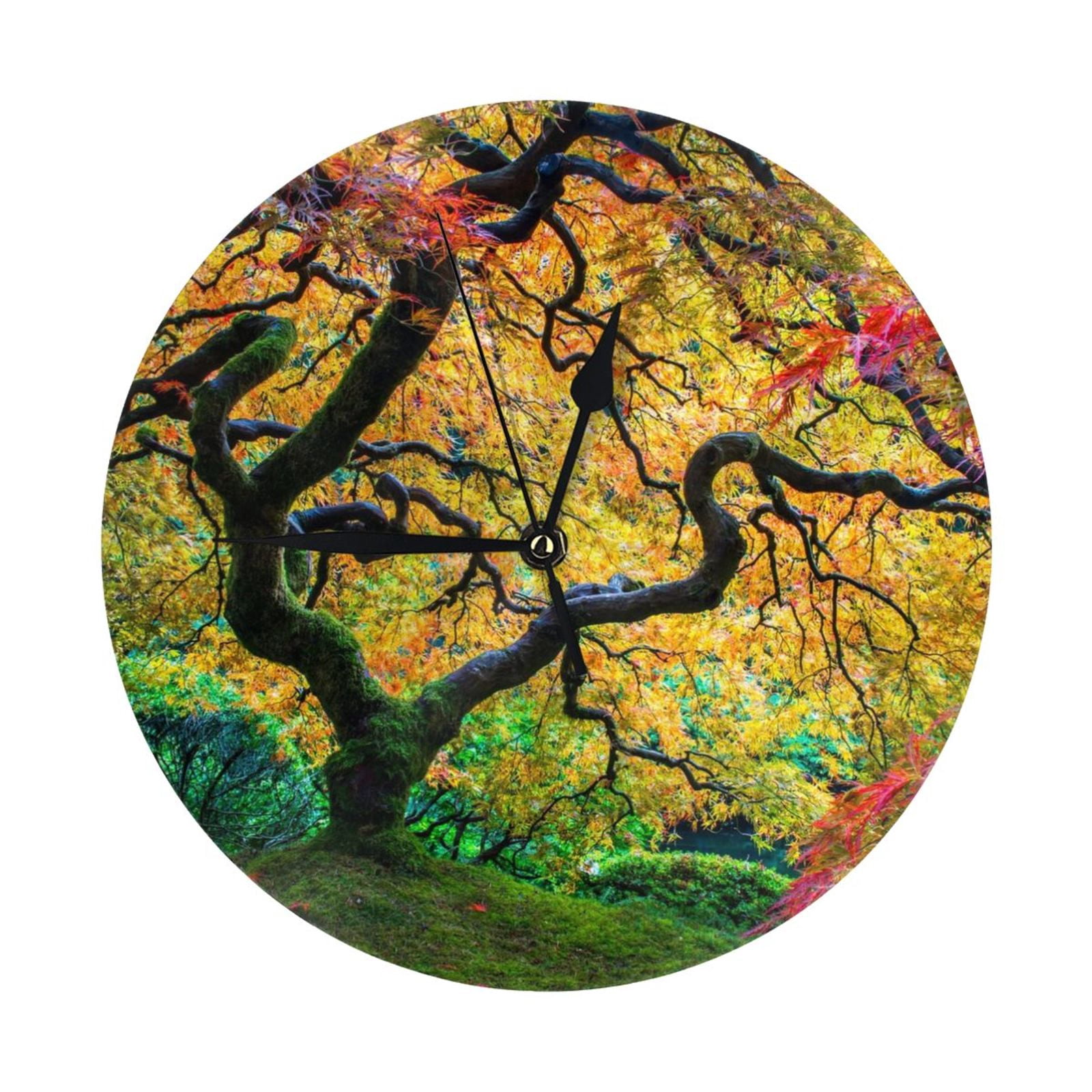Round Wall Clock Tree Of Life Printed Decorative & Creative Dual ...