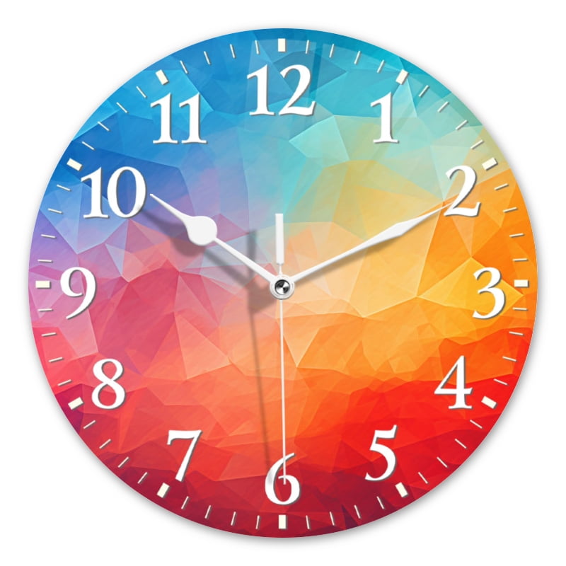 Round Wall Clock,Vibrant And Colorful Background Made Of Triangles ...