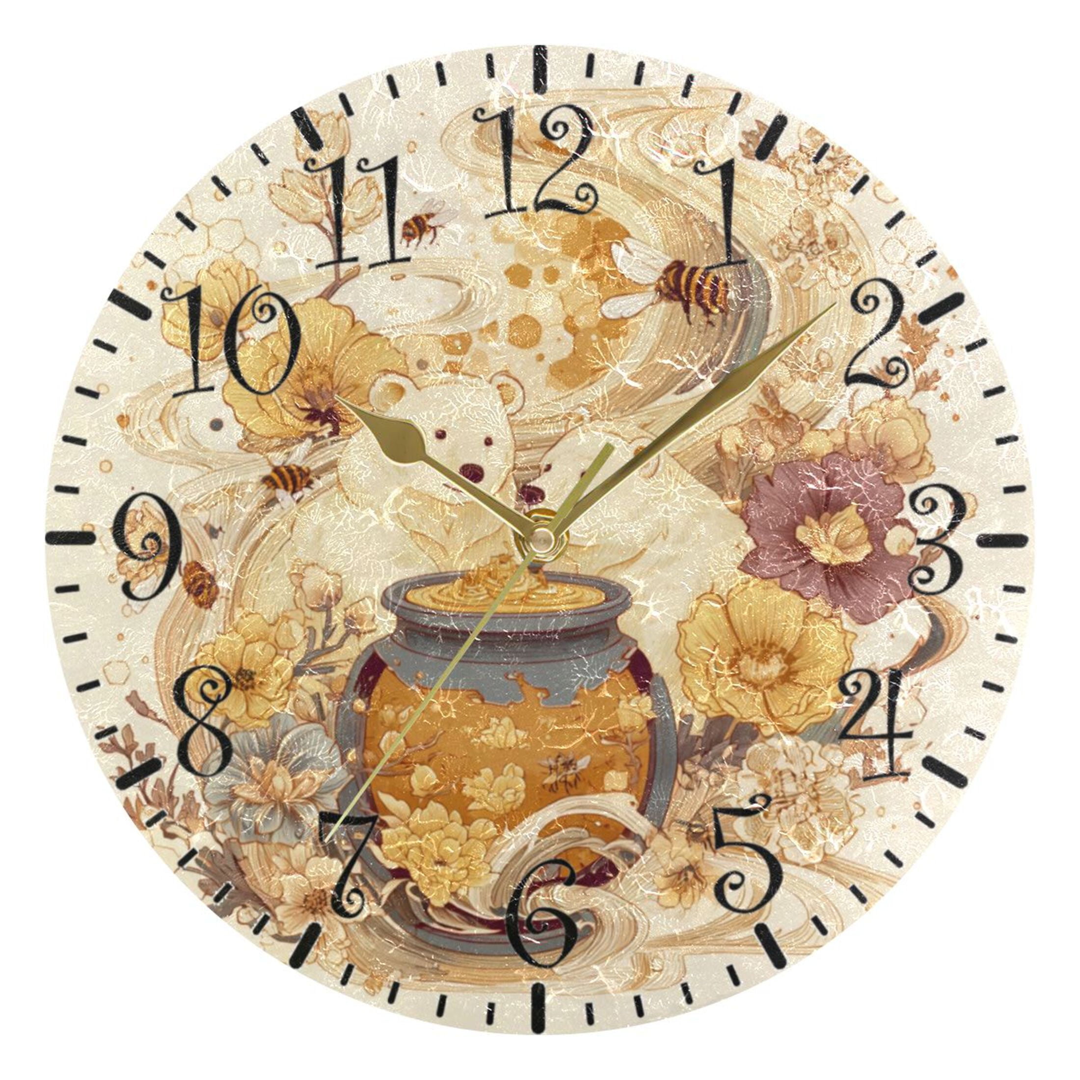 Round Wall Desk Clock Battery Operated Home Wall Hanging Decorative ...