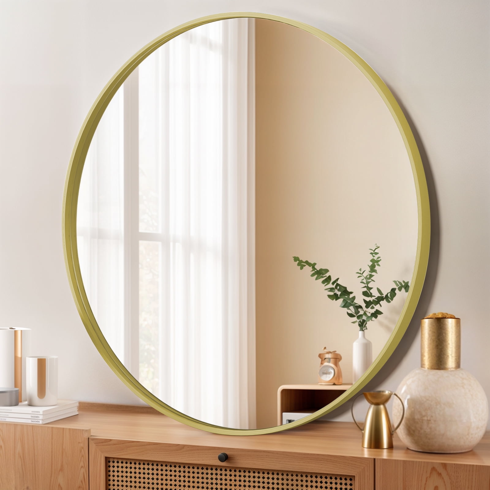 Round Wall Mirror 20-Inch Circle Mirror for Bathroom Bedroom Living ...