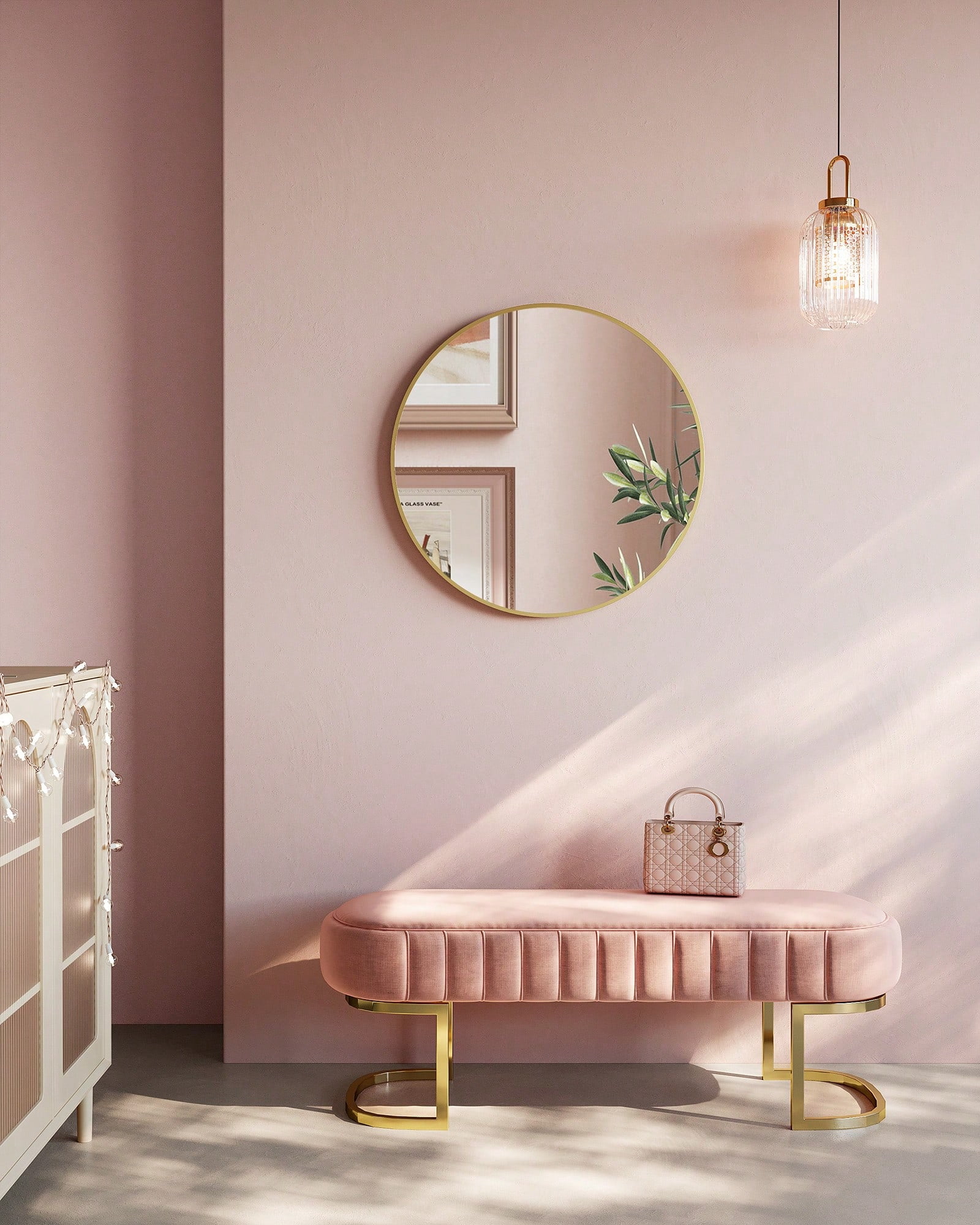 Round Wall Mirror, Decorative Circle Mirror, 24-Inch Diameter, Metal ...