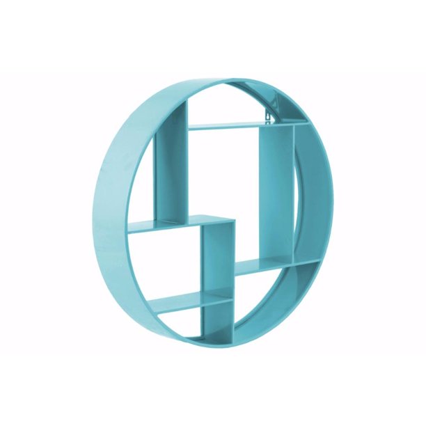 Round Wall Shelf with 7 Slots and 2 Keyhole Hangers- Blue - Walmart.com
