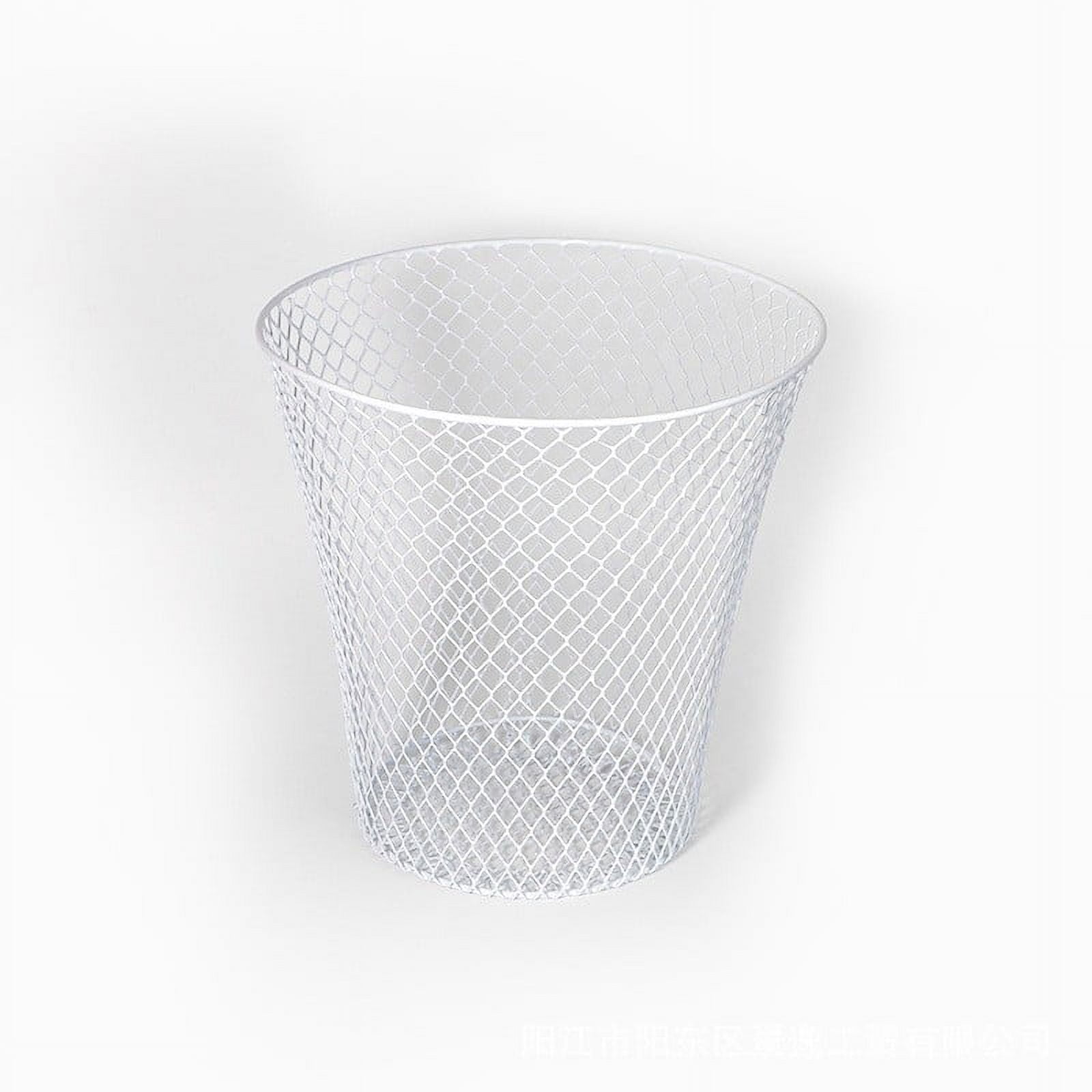 Round Waste Basket,Wire Mesh Desk Metal Trash Garbage Can Wastebasket ...