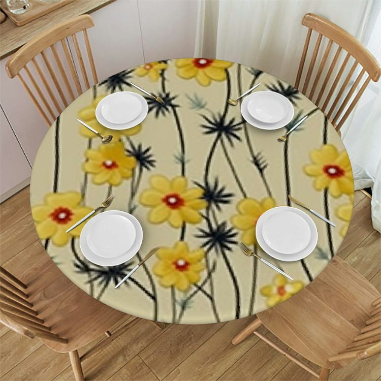 Round Waterproof Table Cover Elastic Tablecloth Elasticized Tablecloth ...