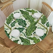 Round Waterproof Table Cover Elastic Tablecloth Vinyl Fitted Table ...