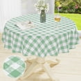 Round Waterproof Vinyl Tablecloth, Buffalo Check Flannel Backed ...