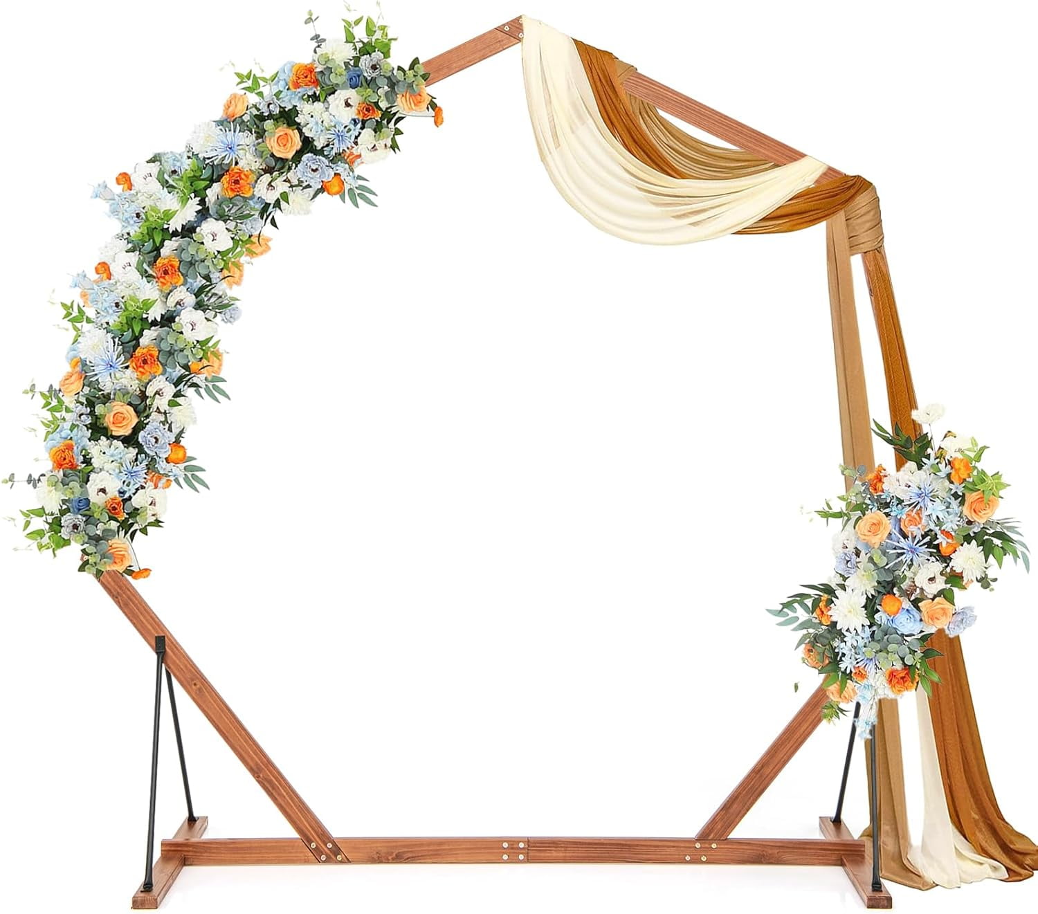 Round Wedding Arch Wooden, Flower Balloon Arch Stand W/Triangular ...