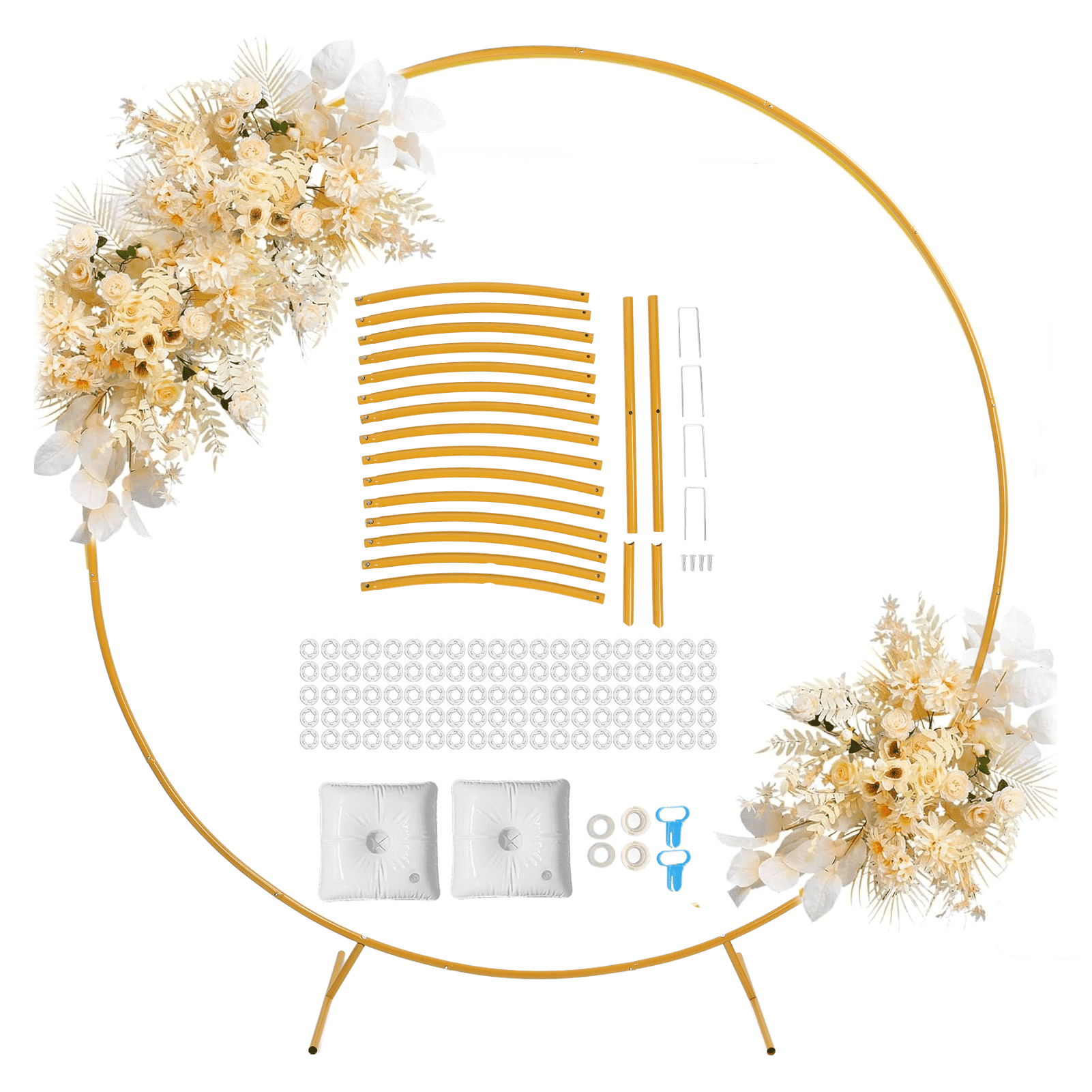 Round Wedding Archs, 7.2 Ft Balloon Hoop Stand, Gold Metal Balloon ...