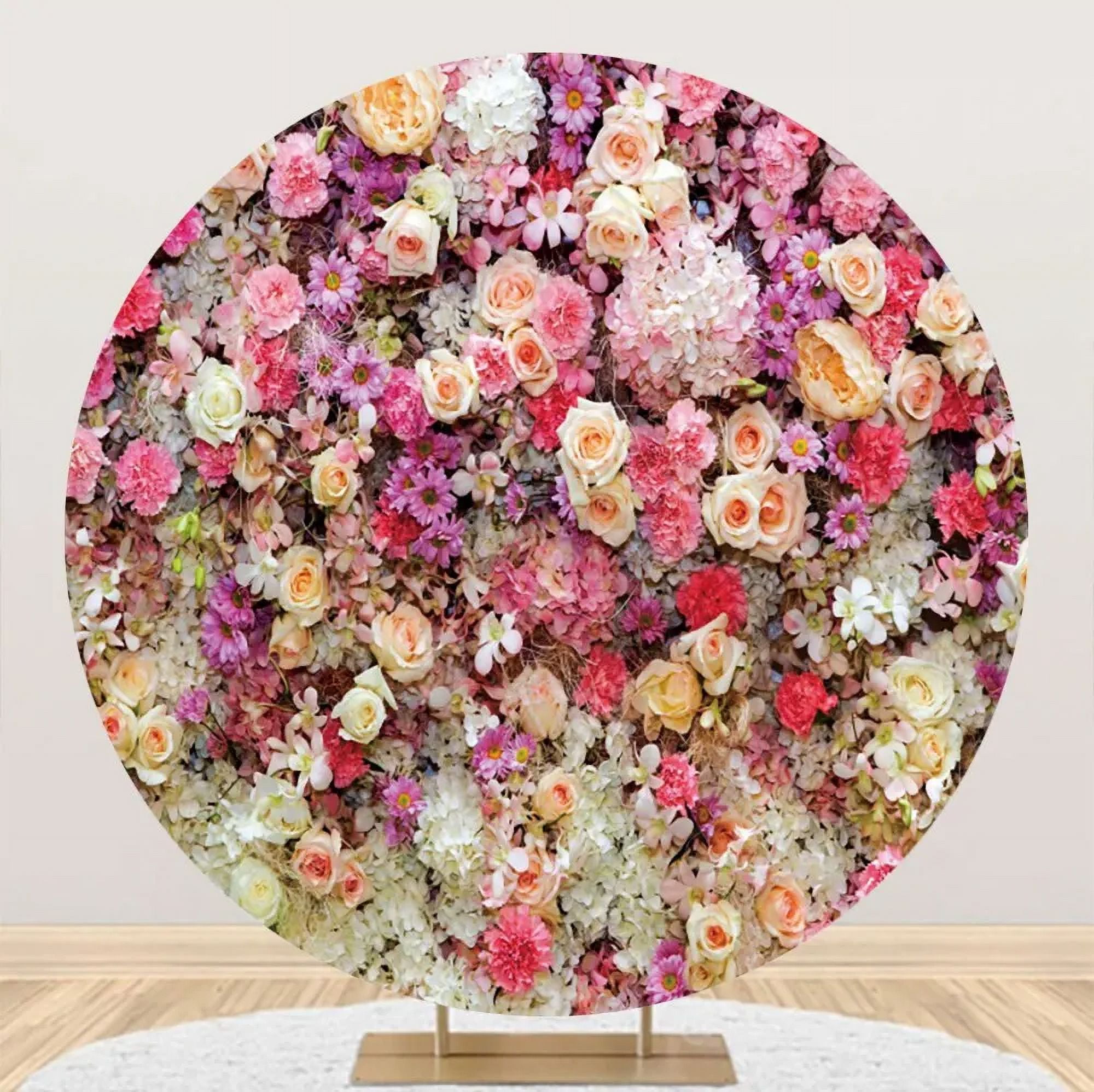 Round Wedding Backdrop Floral Wall Bridal Shower Engaged Ceremony Party ...