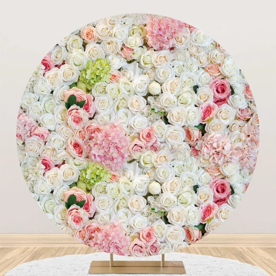 Round Wedding Backdrop Floral Wall Bridal Shower Engaged Ceremony Party ...