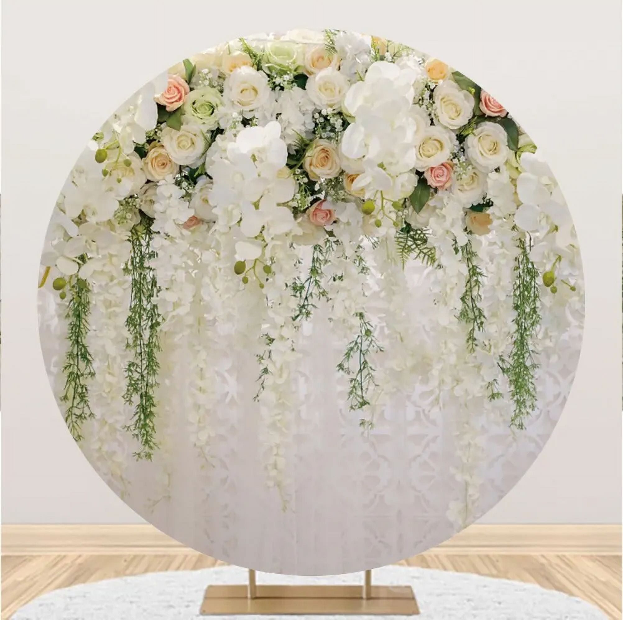 Round Wedding Backdrop Floral Wall Bridal Shower Engaged Ceremony Party ...
