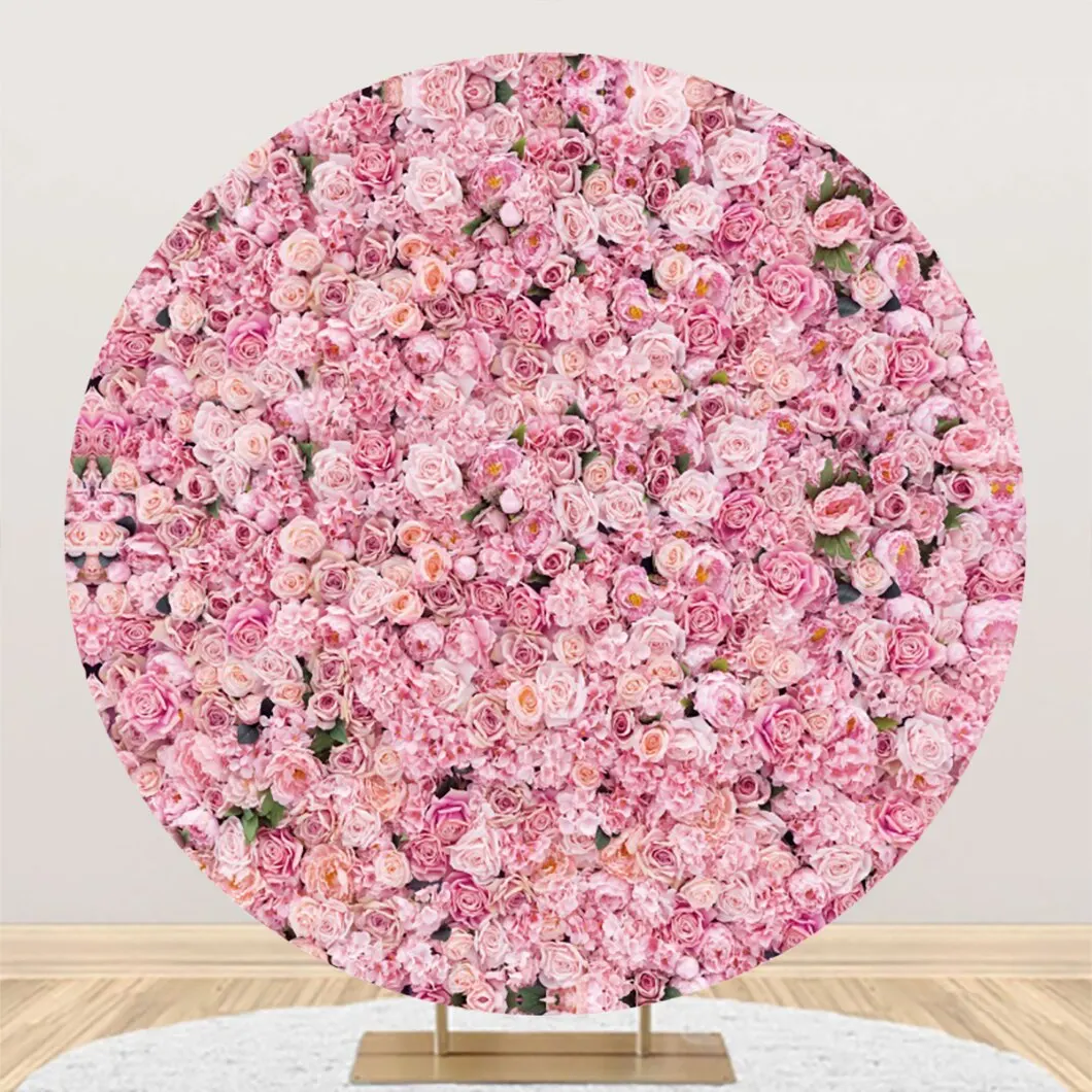 Round Wedding Backdrop Floral Wall Bridal Shower Engaged Ceremony Party ...