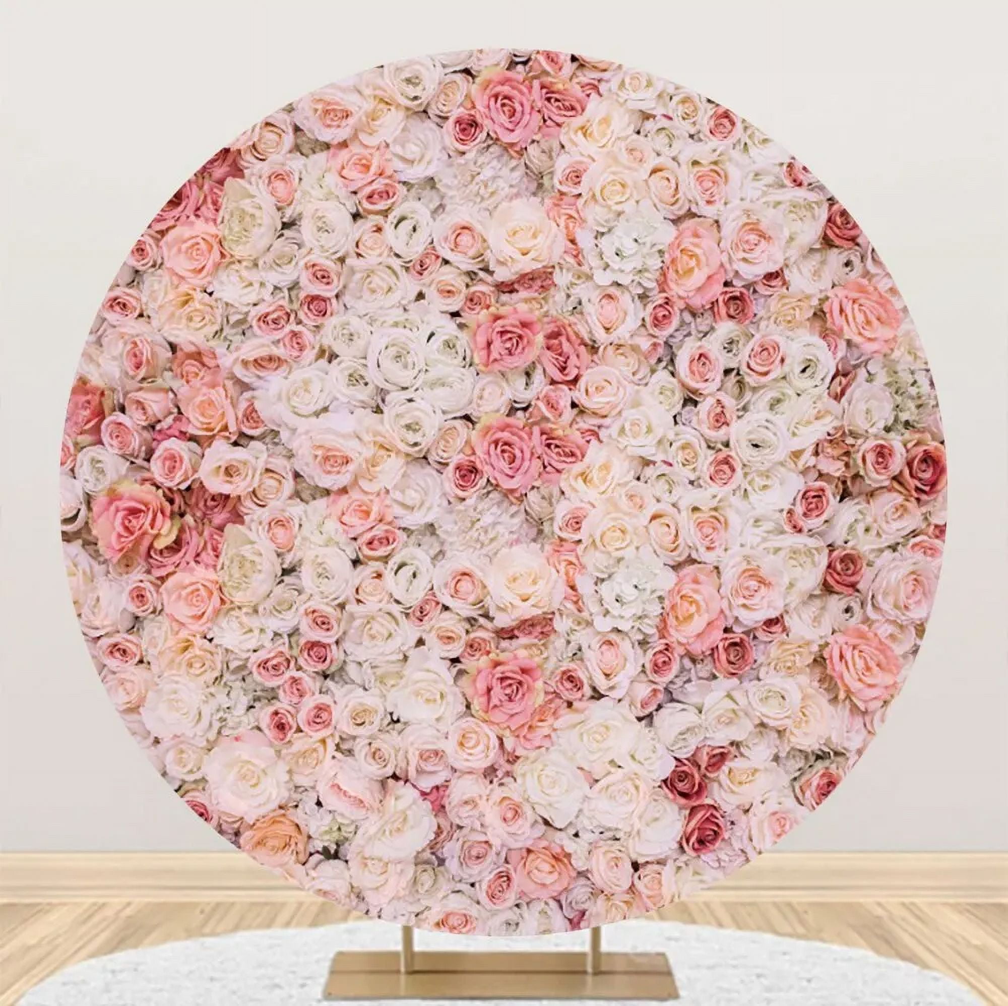 Round Wedding Backdrop Floral Wall Bridal Shower Engaged Ceremony Party ...