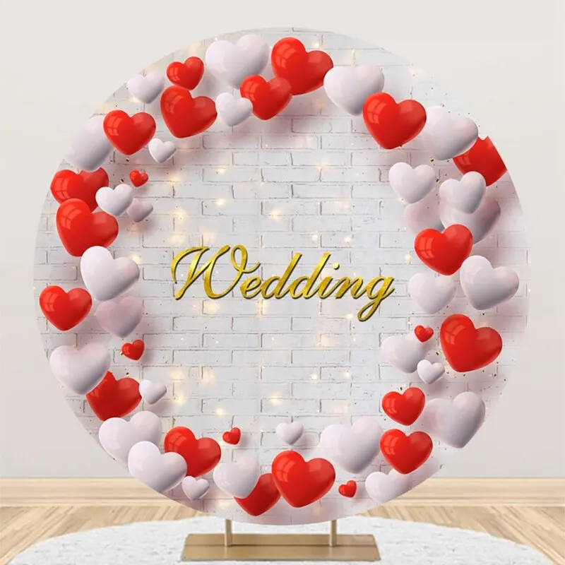 Round Wedding Backdrop Floral Wall Bridal Shower Engaged Ceremony Party ...