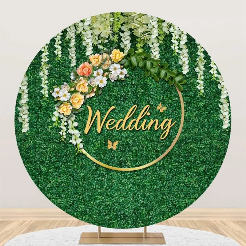 Round Wedding Flower Wall Bridal Shower Mr & Mrs Engaged Ceremony Party ...