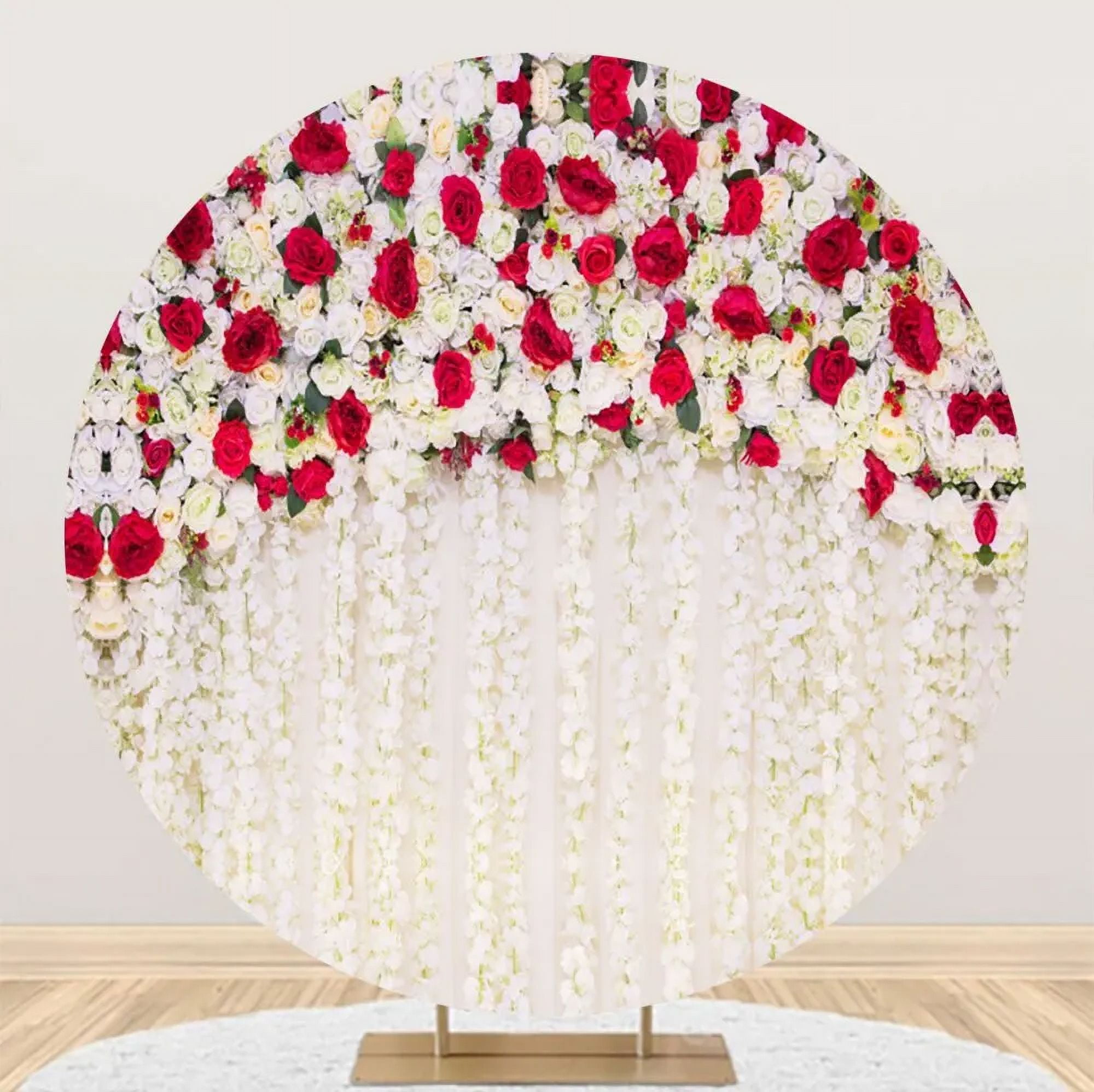 Round Wedding Flower Wall Bridal Shower Mr & Mrs Engaged Ceremony Party ...