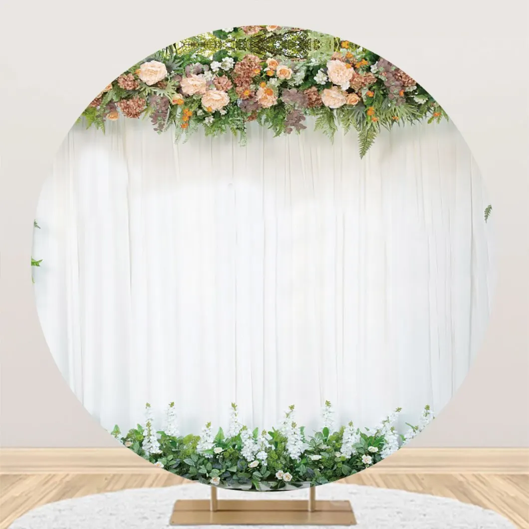 Round Wedding Flower Wall Bridal Shower Mr & Mrs Engaged Ceremony Party ...
