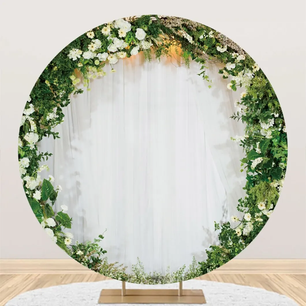 Round Wedding Flower Wall Bridal Shower Mr & Mrs Engaged Ceremony Party ...