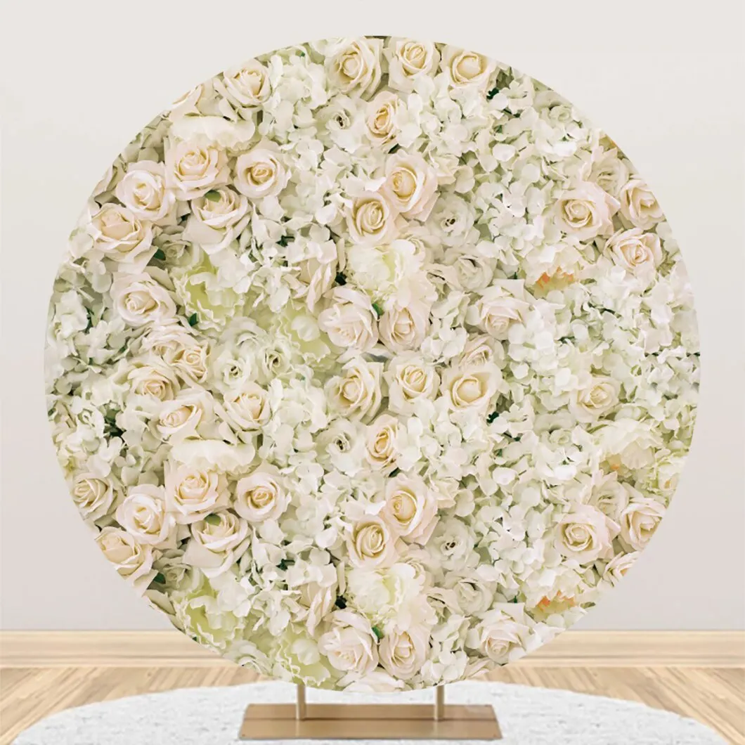 Round Wedding Flower Wall Bridal Shower Mr & Mrs Engaged Ceremony Party ...
