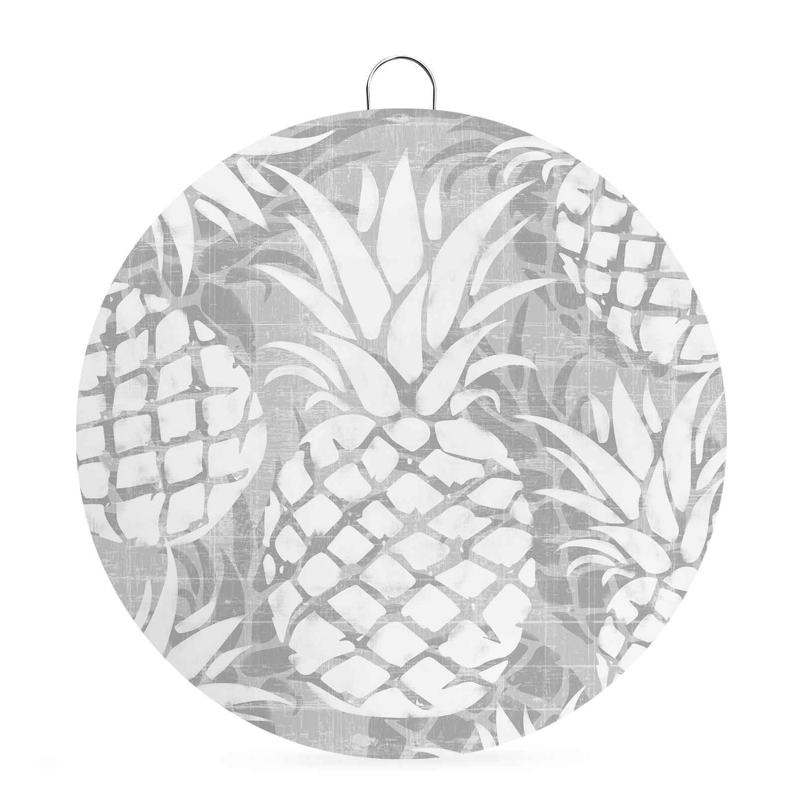 Round Welcome Sign for Front Door, Grey Pineapple Hanging Metal ...